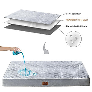 WNPETHOME Orthopedic Dog Beds for Large Dogs, Extra Large Waterproof Dog Bed with Removable Washable Cover & Anti-Slip Bottom, Egg Crate Foam Pet Bed Mat, Multi-Needle Quilting XL Dog Crate Bed