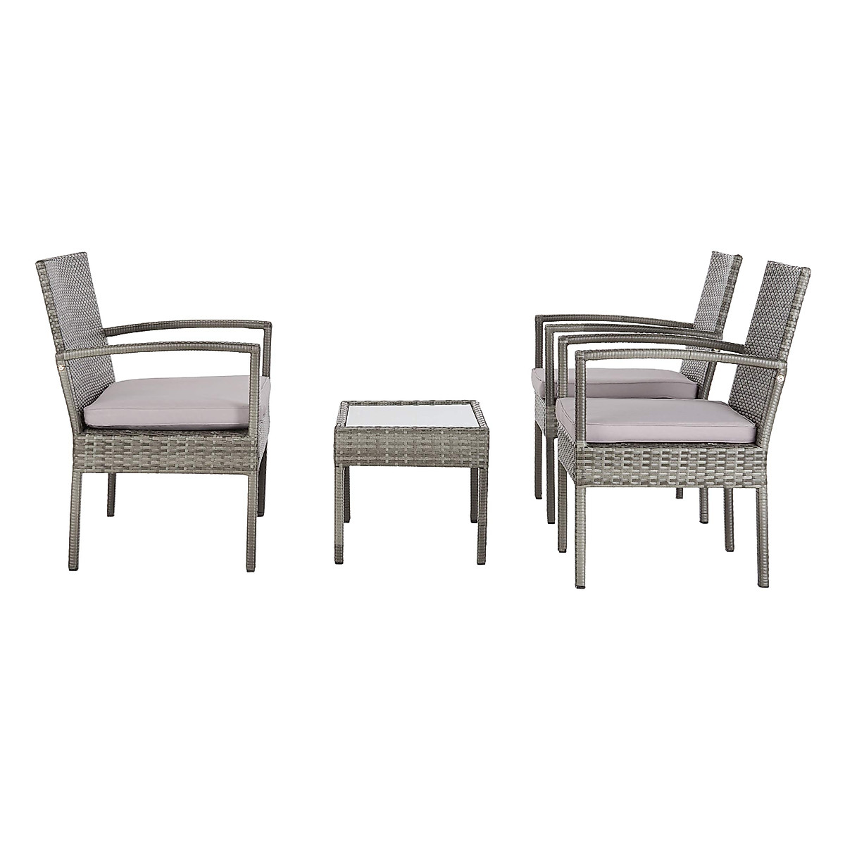 Safavieh PAT7507B Collection Bassey Grey 4-Piece Outdoor Living Patio Set