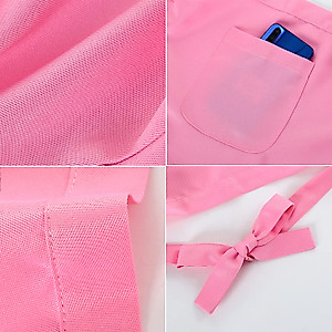 SUN2ROSE Girls Cosplay Waist Apron Tight Costume, Cotton Half Apron Kitchen Party Favors Also Fits for Kids Apron Cosplay (pink)