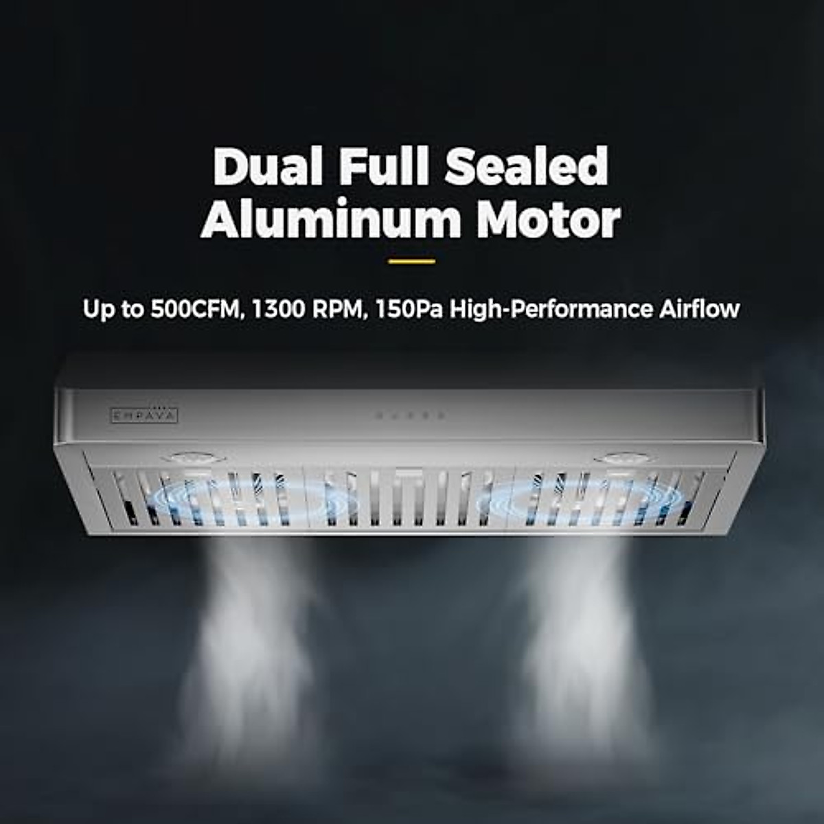 Empava Ducted Range Hood Under Cabinet 30 Inch, Kitchen Stove Vent with Dual Sealed Aluminum Motor 3-Speed, 500 CFM, Push Button Control, Permanent Filters, Stainless Steel