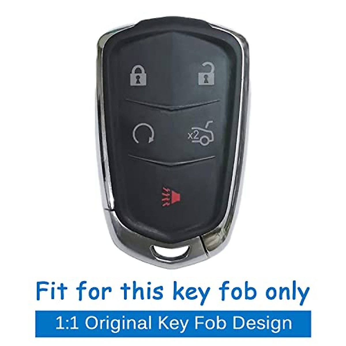 waymei Silicone Key Fob Cover Remote Keyless Case Protector Compatible with 2014-2019 Cadillac ATS CT6 CTS Escalade Escalade ESV SRX XT5 XTS HYQ2AB HYQ2EB (5 Buttons Black & Pink)