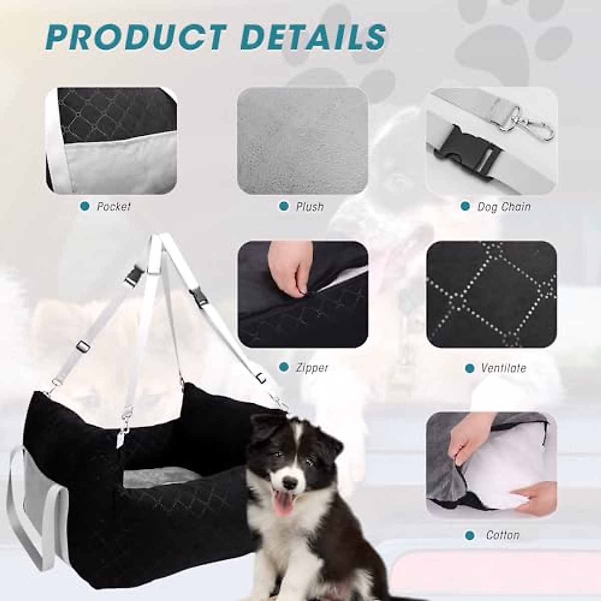 fophop Large Dog Car Seat for Large Medium Dogs,Washable Big Dog Bed Sofa Travel Seat,Fits Cars Trucks