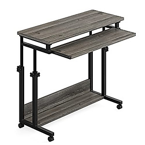 LITTLE TREE Portable Rolling Desk, Adjustable Height Small Standing Desk Computer Workstation with Keyboard Tray for Small Space