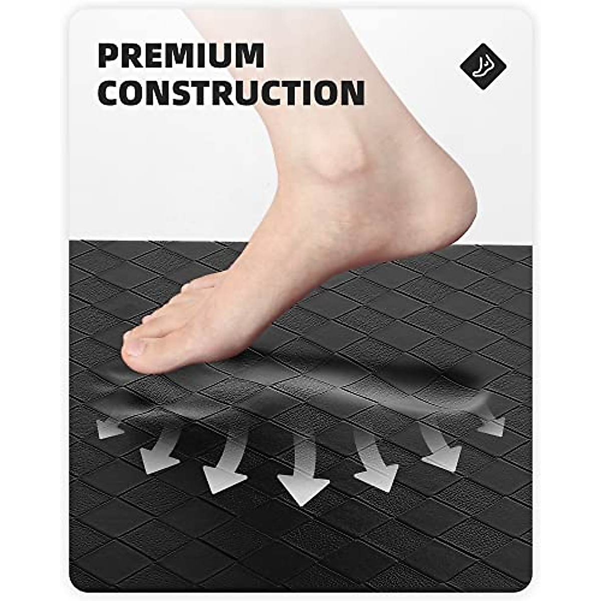 Color G Black Kitchen Mat Long Runner Kitchen Floor Mats Cushioned Anti Fatigue, 17”x71” Foam Comfort Kitchen Padded Mats for Standing, Waterproof Kitchen Sink Runner Rug