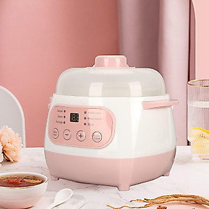 1L Electric Stew Pot, 200W Versatile Cooker with Anti Dry Burn Intelligent Reservation Compact Size for Porridge Rice Soup Cooker (US Plug 110V)