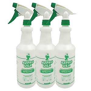 EZPRO USA 24 oz Empty Spray Bottle Plastic, Commercial Household Water Sprayer Cleaning Solutions, No Leak and Clog, Bleach/Vinegar/BBQ/Rubbing Alcohol Safe, Squirt Bottles Measurements, Red, 3 Pack