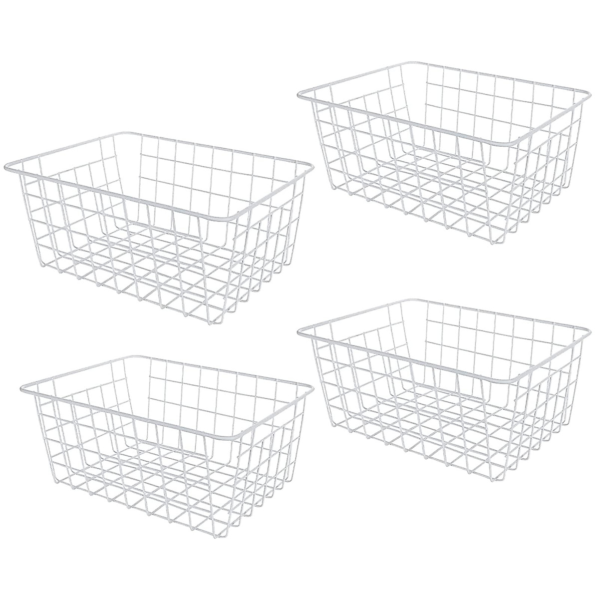 4 Pack Deep Freezer Organizer Bins Stackable Wire Basket for Organizing Metal Wire Storage Baskets for Pantry, Freezer baskets for Chest Freezer, Upright Freezer