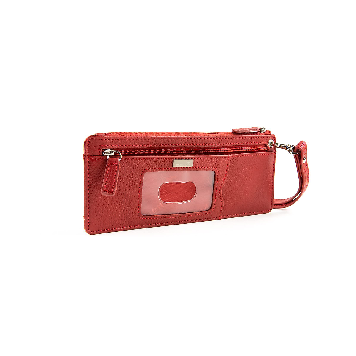 WalletBe Women's Wallet Ultra Thin Leather RFID Credit Card Pebbled Red