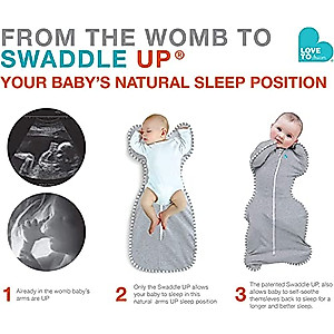 Love To Dream Swaddle UP, Gray, Small, 8-13 lbs, Dramatically Better Sleep, Allow Baby to Sleep in Their Preferred arms up Position for self-Soothing, snug fit Calms Startle Reflex