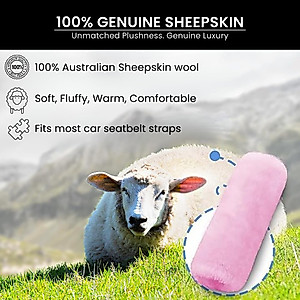 Andalus Australian Merino Sheepskin Seat Belt Covers - 100% Authentic, Ultra-Soft, Hypoallergenic, Neck Protection Pads for Cars & Backpacks (Pack of 2, Pink)