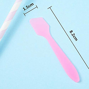 100pcs Plastic Spatulas Cosmetic Scoop Stick Spatula Applicator Tool for Mixing and DIY Mask Facial Cream Makeup Skin Care Products 3.2" Reusable (Purple)