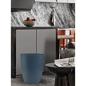 Besli Plastic Small Trash Can 2 Gallon/7.6 Liter Garbage Can Wastebasket for Bathroom Bedroom Kitchen Office (2 Pack, Blue)