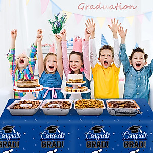 SANBADA 3 Pieces Graduation Tablecloth, 2024 Graduation Party Supplies, Graduation Party Decorations 2024, Graduation Table Decorations 2024, Large Size Plastic Tablecloth 108” x 54” (Blue)