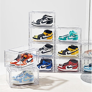 MMBABY 12 Pack Shoe Storage Box Collapsible Shoe Box Clear Plastic Stackable Shoe Organizer Shoe Cabinet