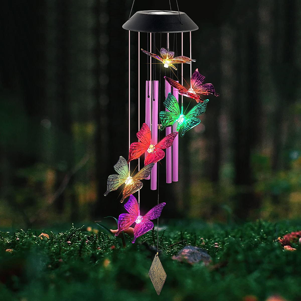 Solar Butterfly Bell Wind Chime Outdoor, 2023 Mother's granden Gifts，Solar Light for All mom/Women/Grandma/Daughter/Aunt/Friend/Wife/Sister,Gardening Decoration Gift, for Yard,Patio