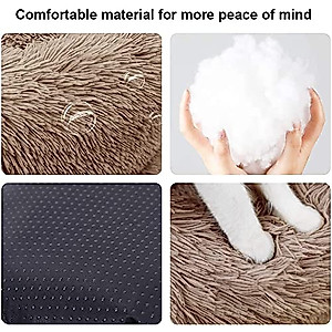 Awolf Cat Beds for Indoor Cats,24 Inch Round Donut Washable Cat Bed,Fluffy Calming Self Warming Soft Donut Cuddler Cushion Pet Bed for Small Dogs Kittens,Non-Slip