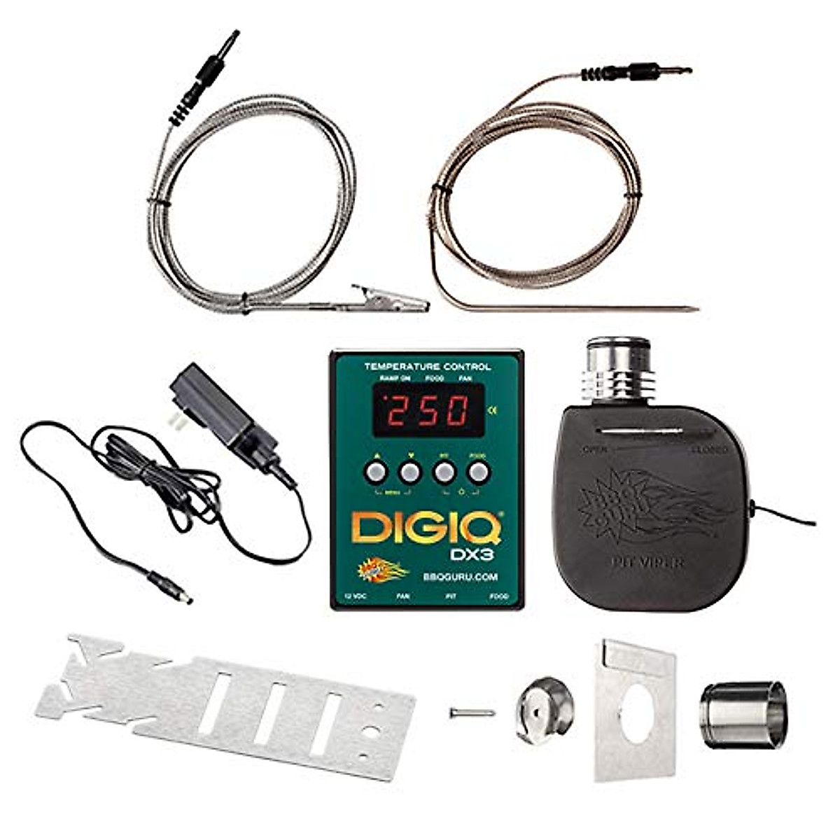 DigiQ DX3 BBQ Temperature Controller Green and Digital Meat Thermometer for Big Green Egg, Kamado Joe, Weber, and Ceramic Grills