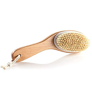 100% Natural Boar Bristle Body Brush with Contoured Wooden Handle by TOUCH ME