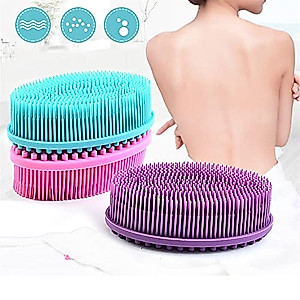 INGVY Dry Brushing Body Brush Soft Silicone Body Brush Wash Bath Shower Exfoliating Skin Bath Shampoo Massage Brush Supplies (Size : Pink)
