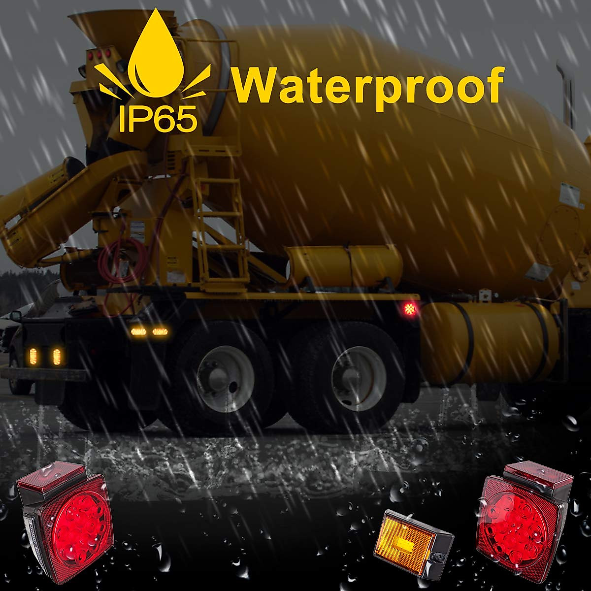 LIMICAR Trailer Light Kit, Trailer Lights LED Kit with Amber Trailer Marker Lights Trailer Wire License Plate Bracket, Trailer Wiring Harness Kit for Truck Boat Trailer RV Marine Under 80"