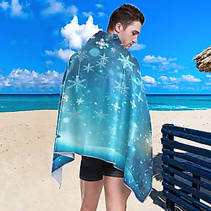 Christmas Winter Lights Snowflakes Beach Towel Quick Dry Beach Blanket Sand Free Towel Beach Towels Oversized Pool Towels Travel Towel for Women Men Gym Sports Camping Swimming Beach Essentials M