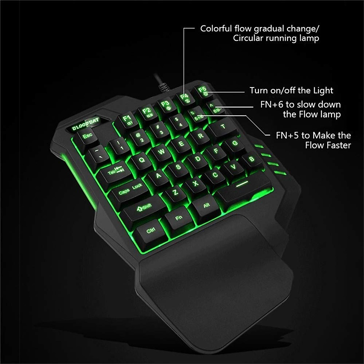 TIDECAT One-Handed RGB Backlit Gaming Keyboard,35 Keys Mini Gaming Keypad,Portable Game Controller for PC PS4 Xbox Gamer,Black,17.3x23x3.7cm