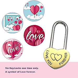 VerRich 3.5" 50mm Love Lock Single Heart Shaped Padlock Love You Forever for Lovers Wedding, Bridge,Paris,Anniversary(NO Key)