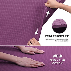 Odoland Large Yoga Mat 78.7'' x 51.2'' (6.56'x4.26') x6mm for Pilates Stretching Home Gym Workout, Extra Thick Non Slip Exercise Mat with Carry Strap, Dull Purple