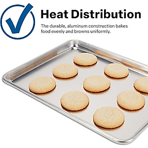 FSE Commercial Sheet Pan, Full Size, 12-Gauge, Aluminum Bun Pan, 18" L x 26" W x 1" H, (Measure Oven Recommended), Silver