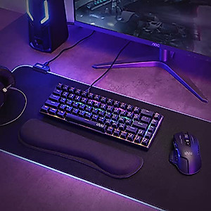 UHURU Mechanical Gaming Keyboard, UMK-100 Wired 60% 68 Keys Mechanical Keyboard with Palm Rest, Blue Switches, 20 RGB Backlights, Full Keys Anti-ghosting, Pro Driver Supported