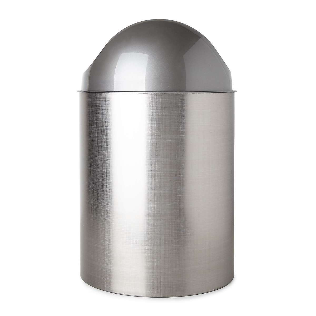 Umbra Mezzo, 2.5 Gallon Trash Can with Lid, Ideal For Small Spaces, Home and Office, Brushed Silver
