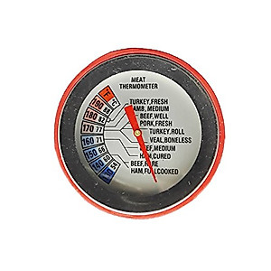 Xinowe Classic Style Meat Thermometer with red Silicone Holder Temperature from 130 to 190F Degree Suit for Home and BBQ Kitchen Thermometer