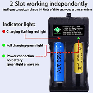 18650 Battery Charger AA Battery Charger for 3.7V Lithium-ion Battery 18650 18500 18350 16340 14500 26650 Battery,AAA Battery Charger for Ni-MH 1.2V AA AAA Battery