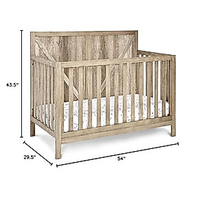 Goujxcy 4-in-1 Convertible Crib, Converts from Baby Crib to Toddler Bed, Daybed and Full-Size Bed, Rustic Farmhouse Style (Maroon)