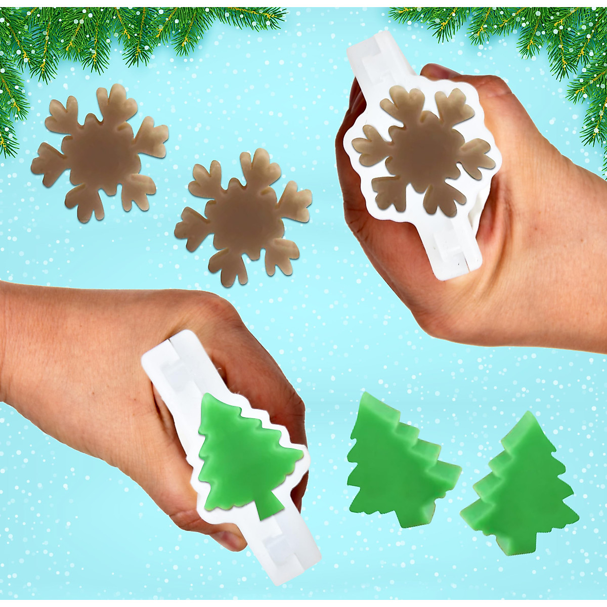 Gift Boutique Christmas Tube Column Silicone Soap Candle Mold Set of 2 Tree and Snowflake Shaped Long Tube Chocolate Candy Mold for Mousse Cake Baking Handmade Candle Mold Embed Soaps Making Supplies