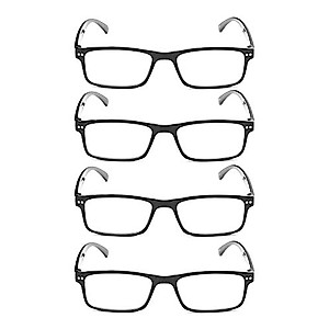 Readers Readers.com Fully Magnified Reading Glasses: The Cordon - 4 Pairs, Classic Rectangle for Women and Men - Black, 2.50