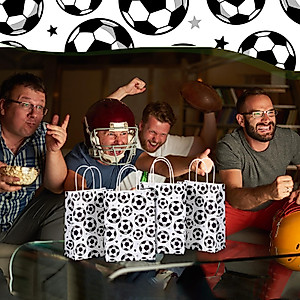 Blulu 24 Pack Soccer Gift Bags Soccer Party Favor Bags White Kraft Paper Soccer Bags for Treats Soccer Goodie Bag Favors for Sports Theme Party Decorations, Game Celebration