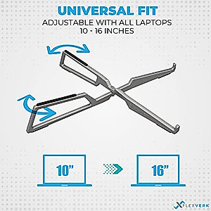 FlexVerk Portable Laptop Riser Stand- Lightweight & Adjustable Computer Holder, Ergonomic, Foldable - Compatible with Apple MacBook Pro & Air, HP, Dell, Tablet & More 10" - 16" Notebooks (Silver)