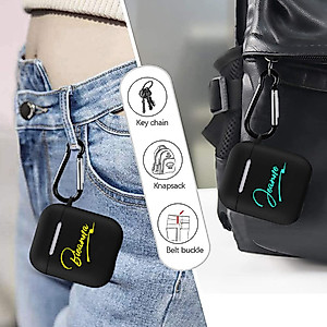 Custom AirPods Case for Apple AirPod 2 and 1, Shock Soft Absorption Black TPU Cover, Personalized Name Airpod Cases with Keychain