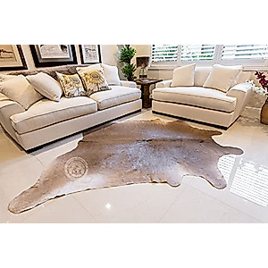 Genuine Taupe Grey Cowhide Rug 6 x 6-7 ft. 180 x 220 cm