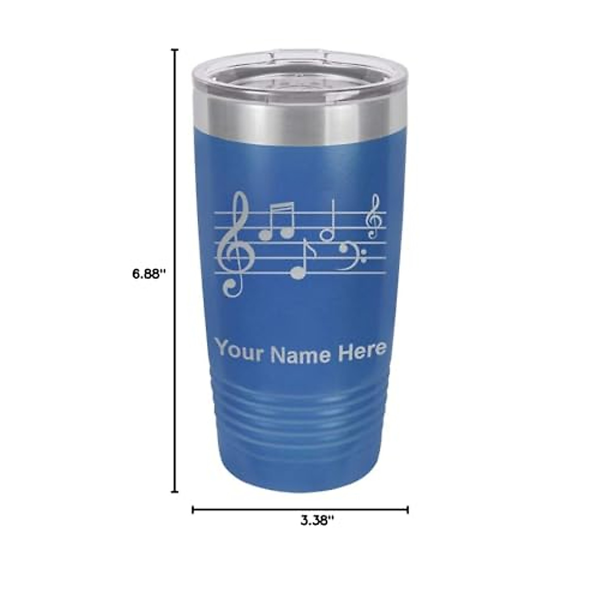 LaserGram 20oz Vacuum Insulated Tumbler Mug, Music Staff, Personalized Engraving Included (Dark Blue)