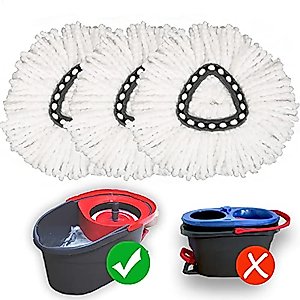 Mop Replace Head [ 3 Pack ] Mop Refills Compatible with O Cedar EasyWring Spin Mop - Microfiber, Deep Cleaning, Machine Washable and Easy-to-Replace