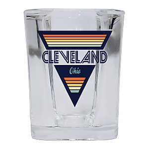 R and R Imports Cleveland Ohio 2 Ounce Square Base Liquor Shot Glass Retro Design