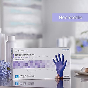 McKesson Confiderm 3.0 Nitrile Exam Gloves - Powder-Free, Latex-Free, Ambidextrous, Textured Fingertips, Non-Sterile - Dark Blue, Size Large, 100 Count, 1 Box