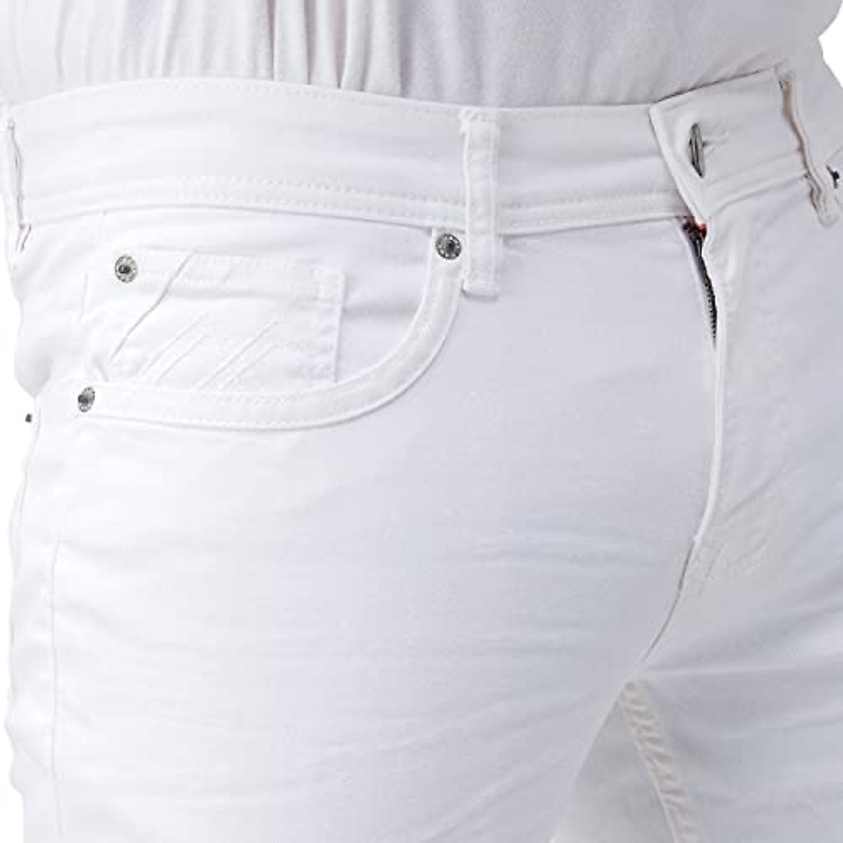 RAW X Mens Distressed Jeans, Fashion Destroyed Distressed Washed Denim Pants Skinny Jeans for Men, White - 90011, 30W x 32L