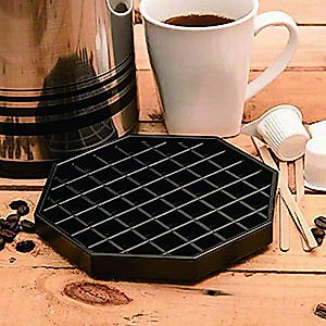 Happy Reunion Drip Trays 6" Coffee Countertop Octagon Drip Tray Black Plastic Coffee Drip Tray With Honeycomb Grid, Pack of 4 (4 Pcs 6")