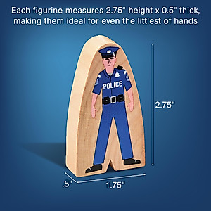 Constructive Playthings Wooden Community Helpers 25-Piece Wood Block Play Figurine Set, Freestanding Inclusive and Diverse Wood Toy Figures for Kids Ages 3+