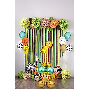 First Birthday Party Jungle Safari Themed 1st Birthday Wild One Party Balloons Decorations Backdrop With Animal Balloons for Kids Boys Girls Party Supplies (1st Safari Theme Birthday)