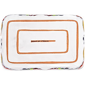 Enchanted Talavera Pottery Mexican Hand Painted Ceramic Rectangle Serving Platter Dish Appetizer Plate Tray Food Mexican Floral Pattern Thanksgiving Holiday Party Fiesta (Large 13.2 x 9 x 2, Multi)
