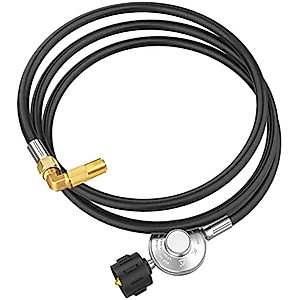 KEESHA 5 Feet Propane Hose QCC1 Regulator, 90 Degree Elbow Adaptor for Blackstone 17 inch and 22 inch Table Top Griddle Pit Boss Gas Grill, Low Pressure Propane Regulator Hose Connect to Propane Tank